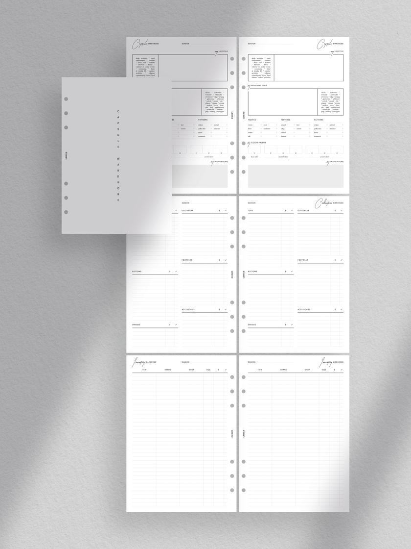 A5 - Capsule Wardrobe - 7 Pages - NO1 – KIREIQI