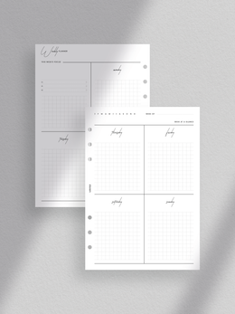 A5 - Weekly Planner - Vertical Overview - Grid - WO2P - 2 Pages - NO1 – KireiQi