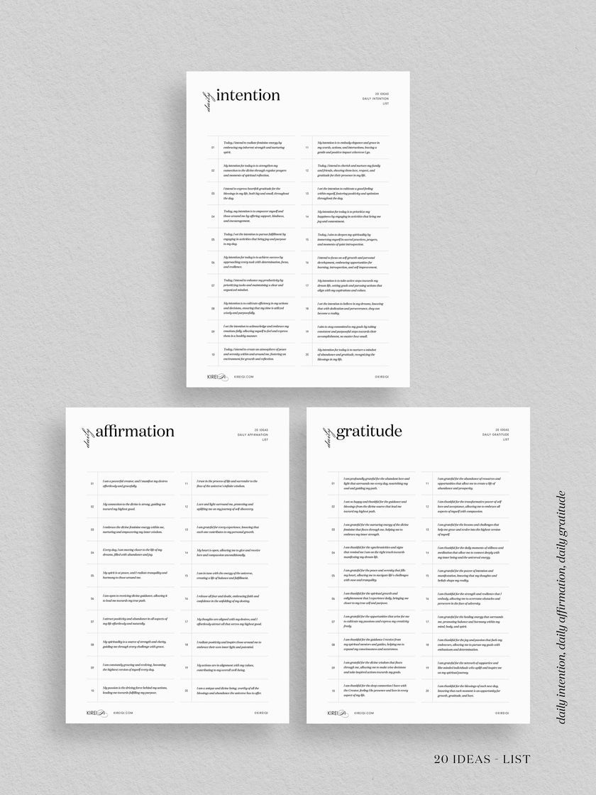 Daily Gratitude - Worksheet + Bonus - Bundle - 9 Pages - (V1) – KireiQi