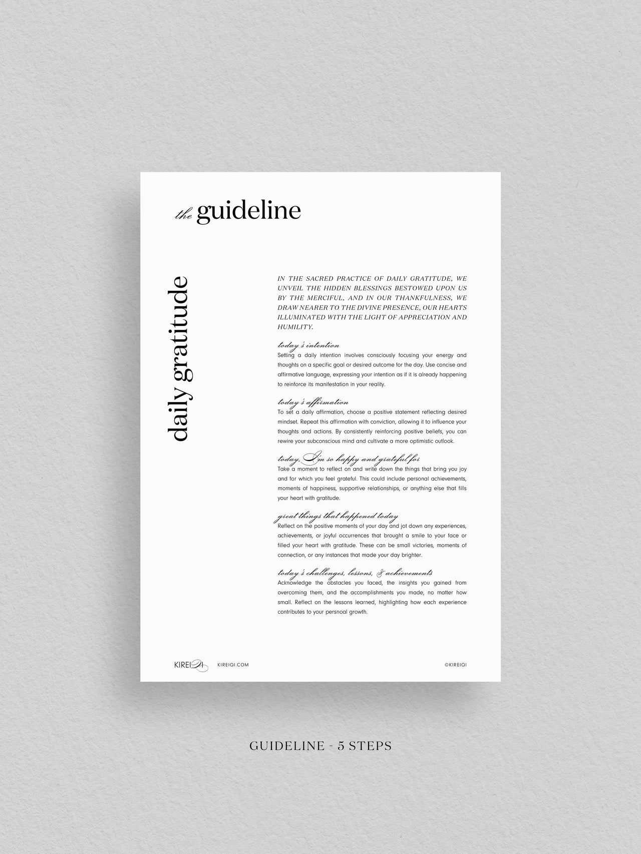 Daily Gratitude - Worksheet + Bonus - Bundle - 9 Pages - (V1) – KireiQi