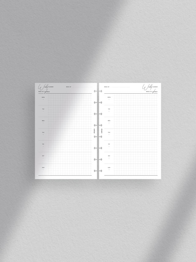 Half-Letter - Weekly Planner - Horizontal Overview - Grid - WO1P - 2 P – KireiQi