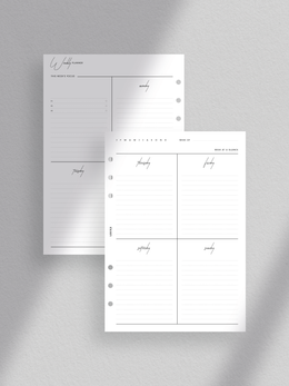 A5 - Weekly Planner - Vertical Overview - Lined - WO2P - 2 Pages - NO1 – KireiQi