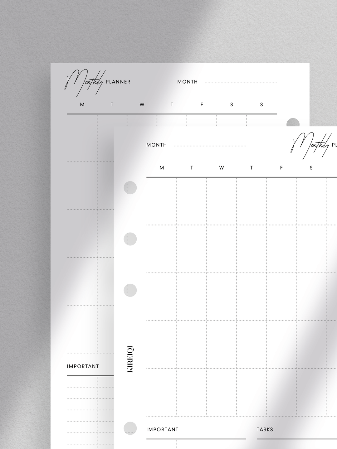 Personal - Monthly Planner - Vertical Overview - MO1P - 4 Pages - NO1 ...
