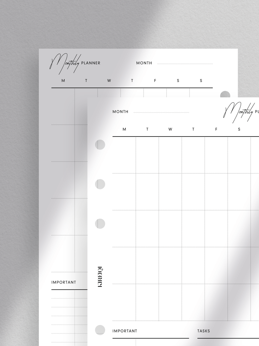 Personal - Monthly Planner - Vertical Overview - MO1P - 4 Pages - NO1 ...
