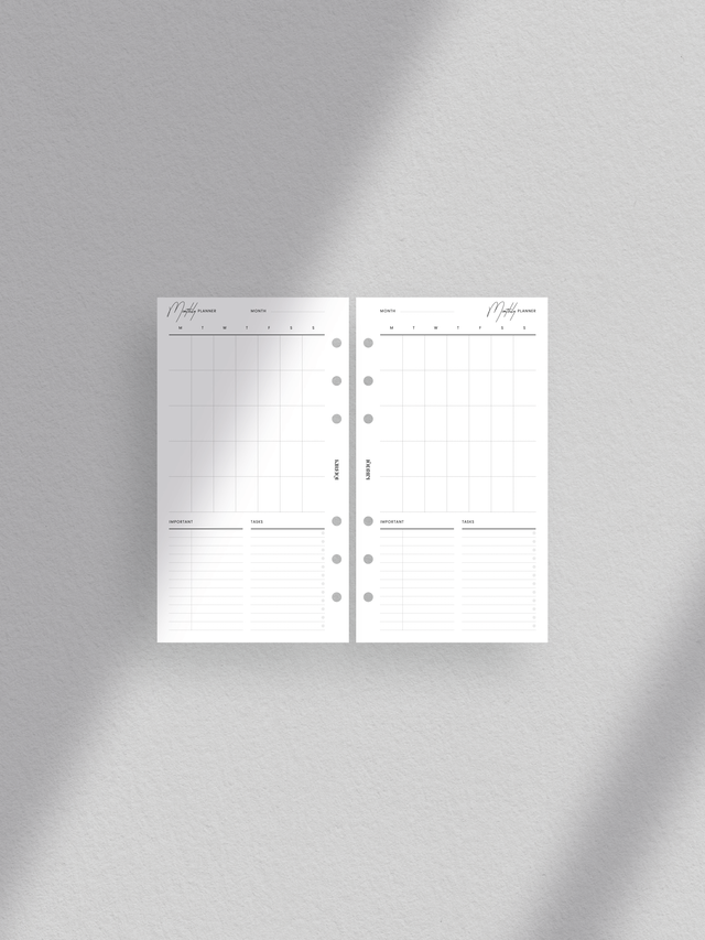 Personal - Monthly Planner - Vertical Overview - MO1P - 4 Pages - NO1 ...