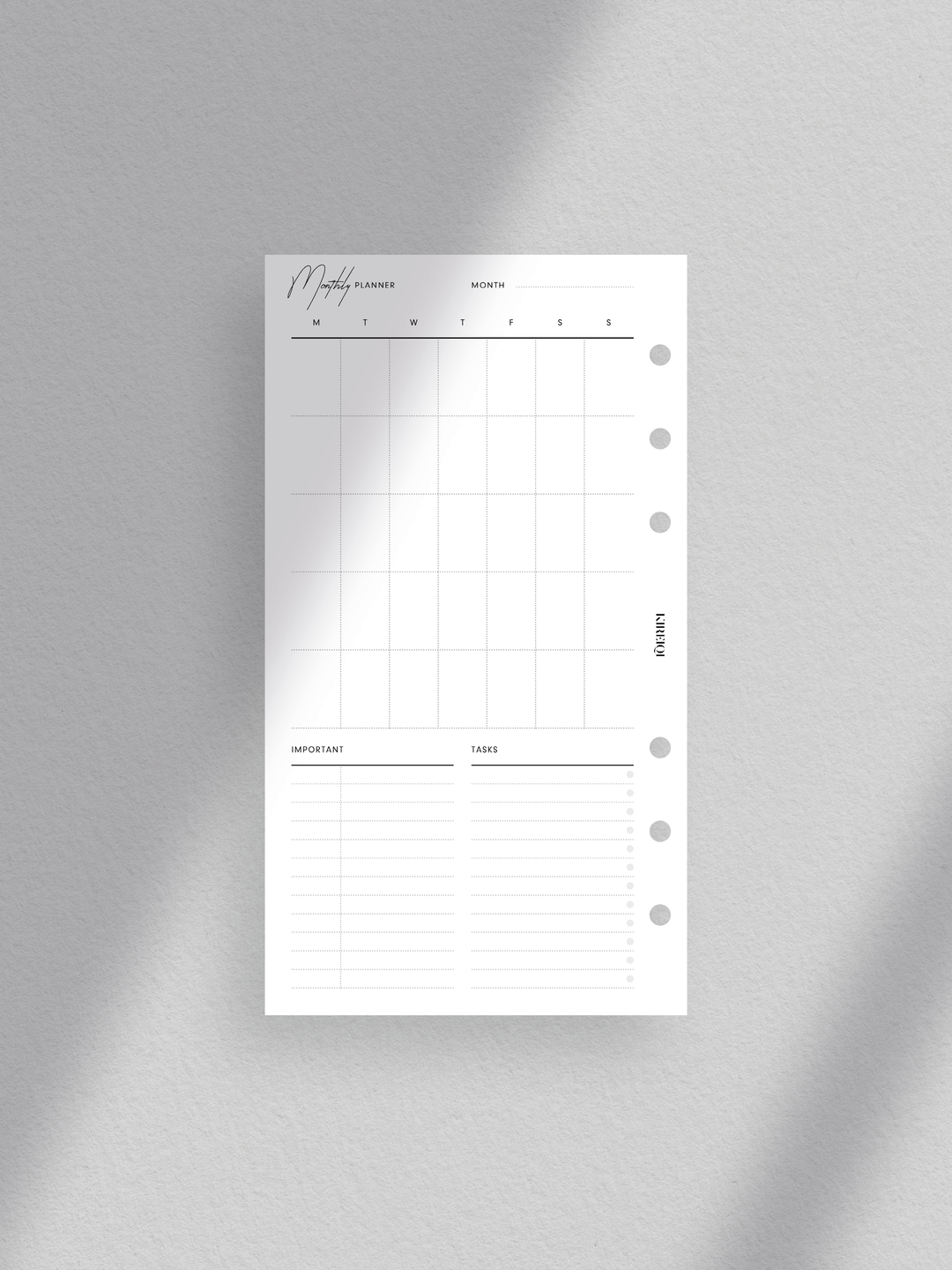 Personal - Monthly Planner - Vertical Overview - MO1P - 4 Pages - NO1 ...
