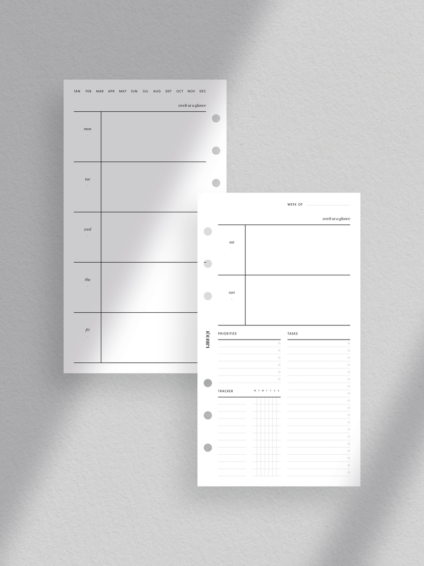Personal - Weekly Planner - Horizontal Overview - Detailed - Blank - W ...