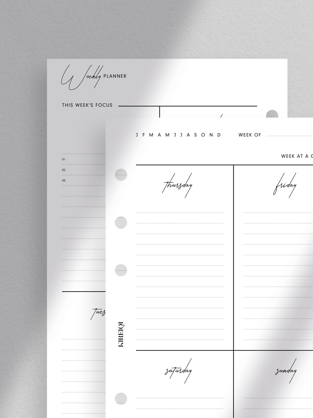 Personal - Weekly Planner - Vertical Overview - Lined - WO2P - 2 Pages – KIREIQI