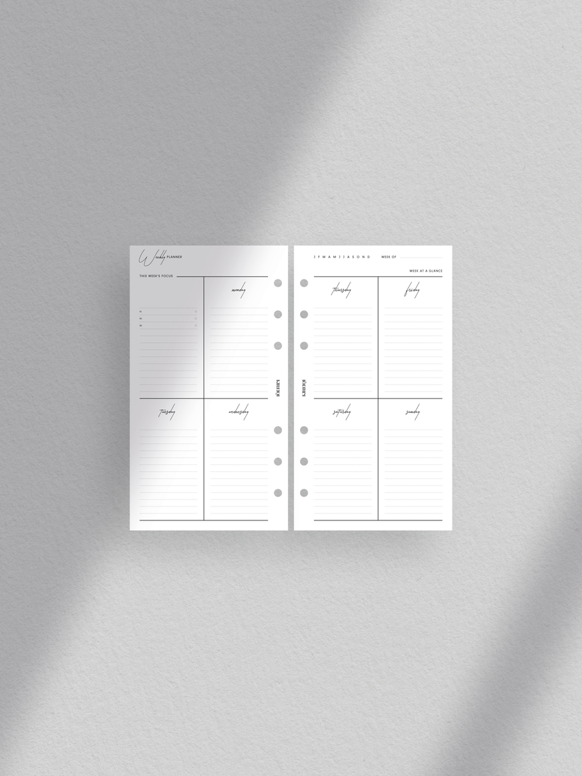 Personal - Weekly Planner - Vertical Overview - Lined - WO2P - 2 Pages – KireiQi