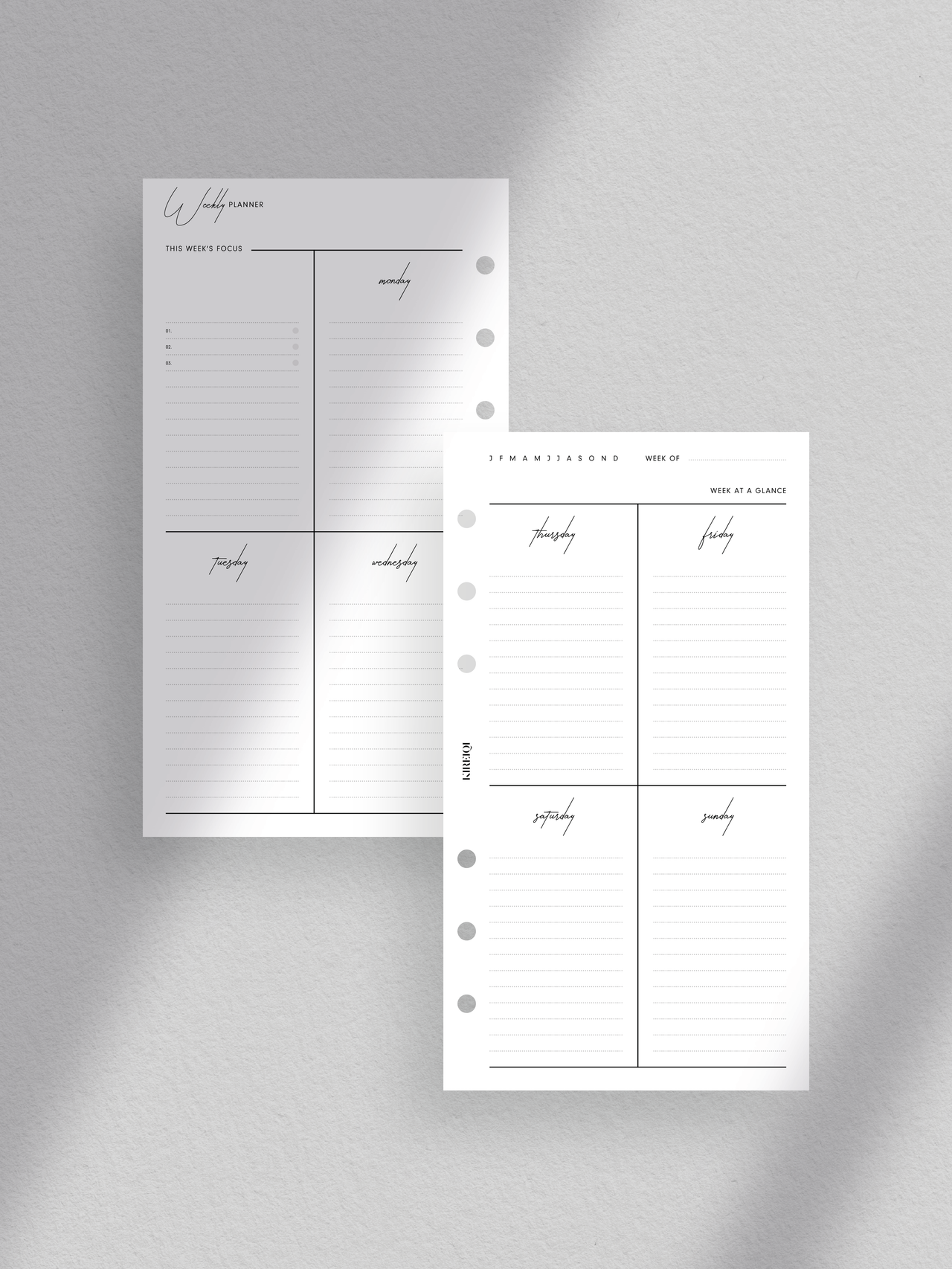Personal - Weekly Planner - Vertical Overview - Lined - WO2P - 2 Pages – KireiQi