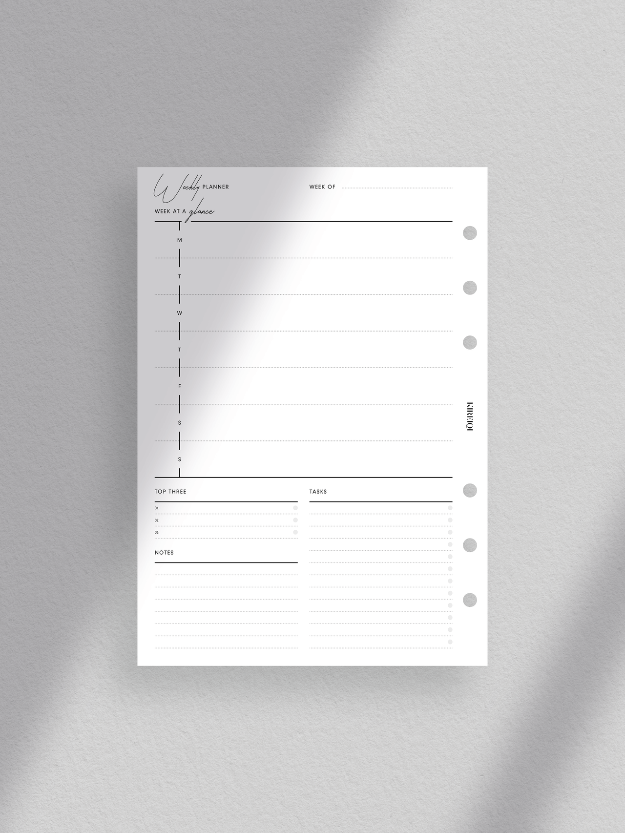 Personal Wide - Weekly Planner - Horizontal Overview - Detailed - WO1P ...