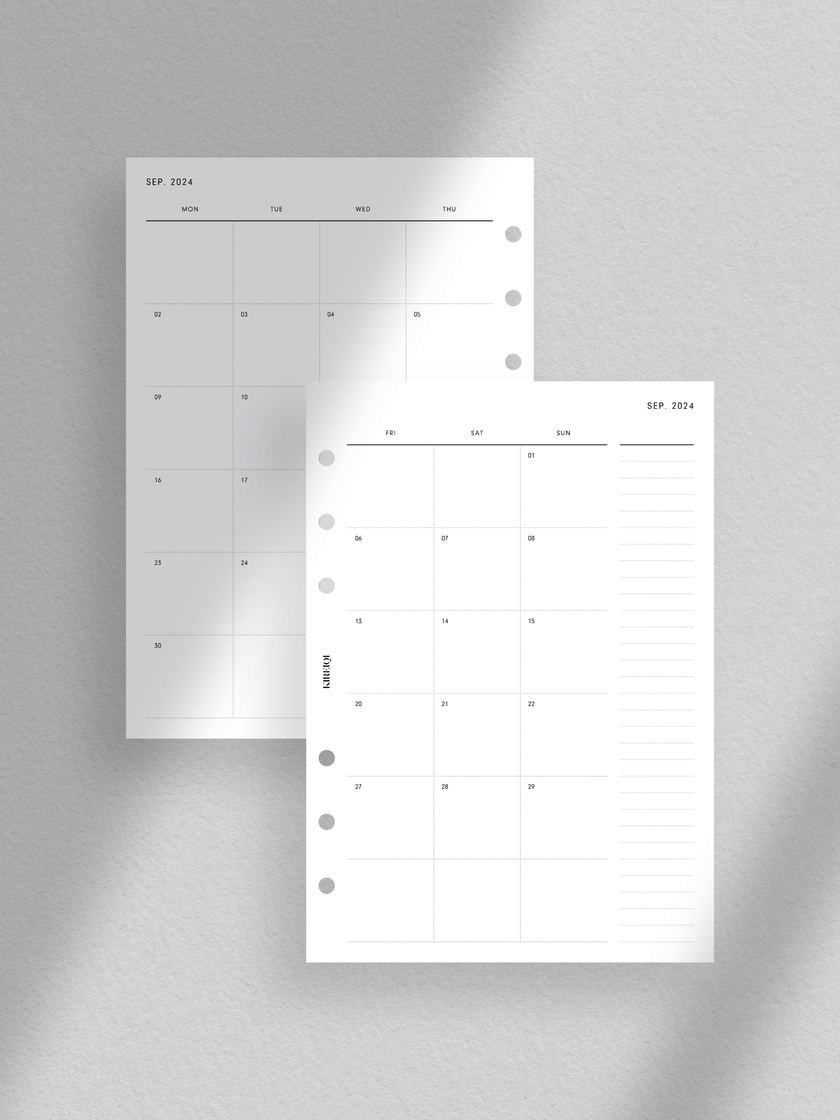 Personal Wide - 2024/2025 Monthly Calendar - Vertical Overview - Blank ...