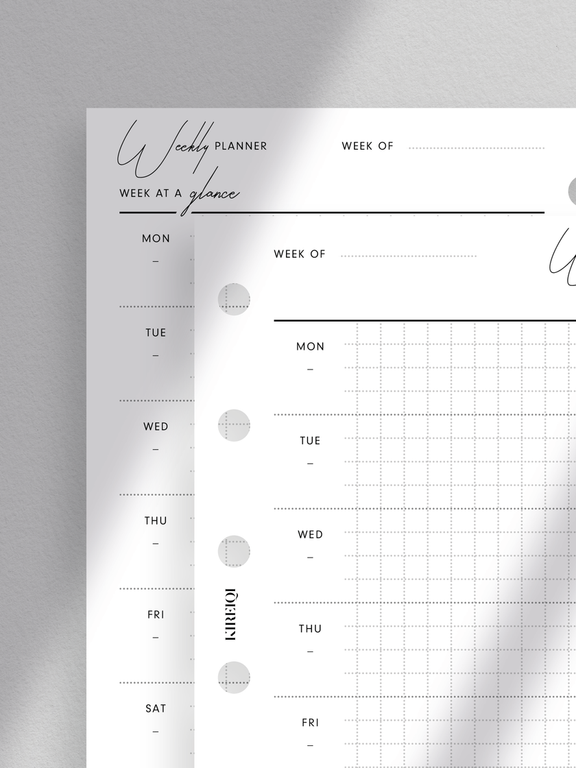 Pocket - Weekly Planner - Horizontal Overview - Grid - WO1P - 2 Pages ...