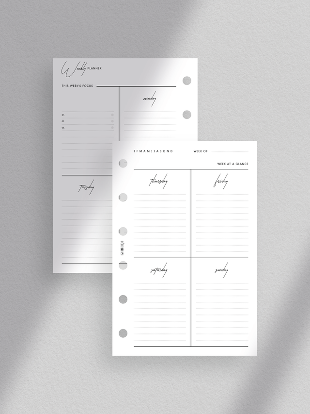 Pocket - Weekly Planner - Vertical Overview - Lined - WO2P - 2 Pages - – KireiQi